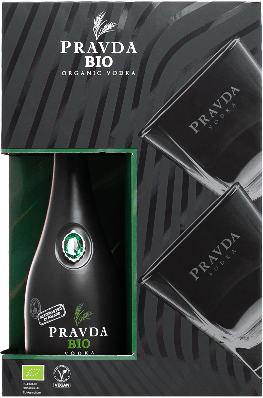 Pravda Bio Organic Vodka + 2 poháre - Čistá vodka | Svet nápojov