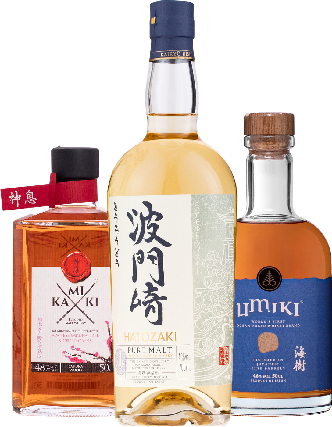 Bundle Umiki Whisky + Kamiki Sakura Wood Whisky + Hatozaki Japanese ...