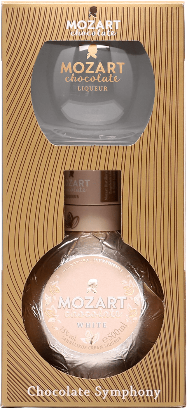 Mozart White Chocolate Cream + glass - Chocolate Liqueurs | Bondston