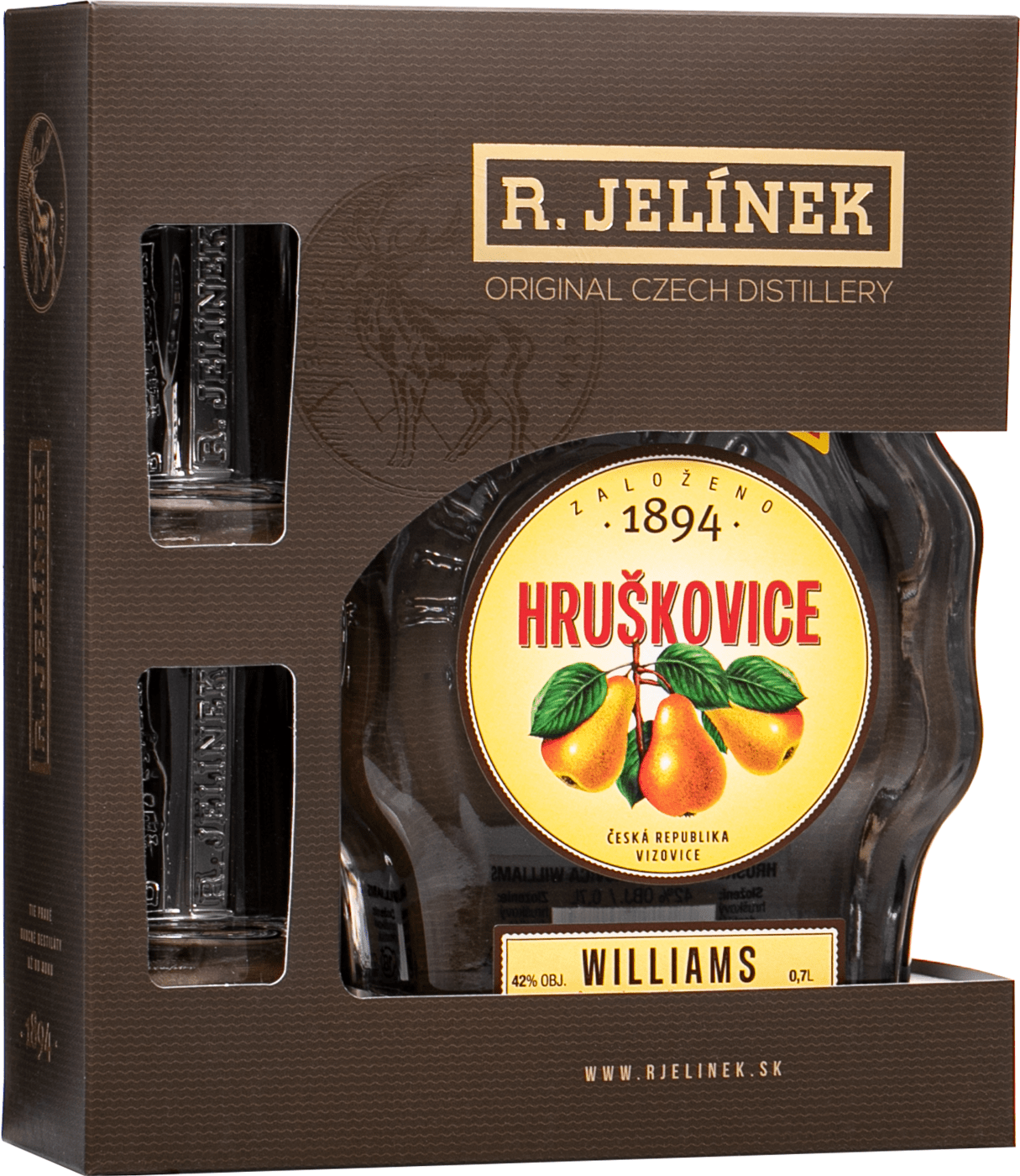 Rudolf Jelínek Pear Brandy Alarm Clock with 2 Glasses - Pear Brandy ...